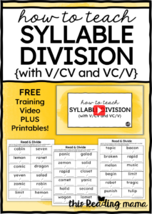 How to Teach Syllable Division with V/CV & VC/V - This Reading Mama